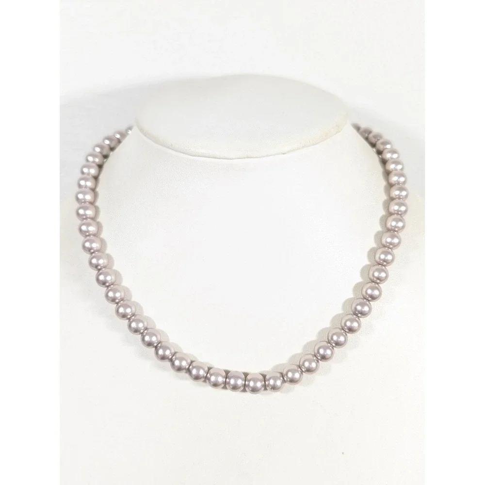 Estate | Jewelry | Gray Glass Faux Pearl Necklace 7 Single Strand ...